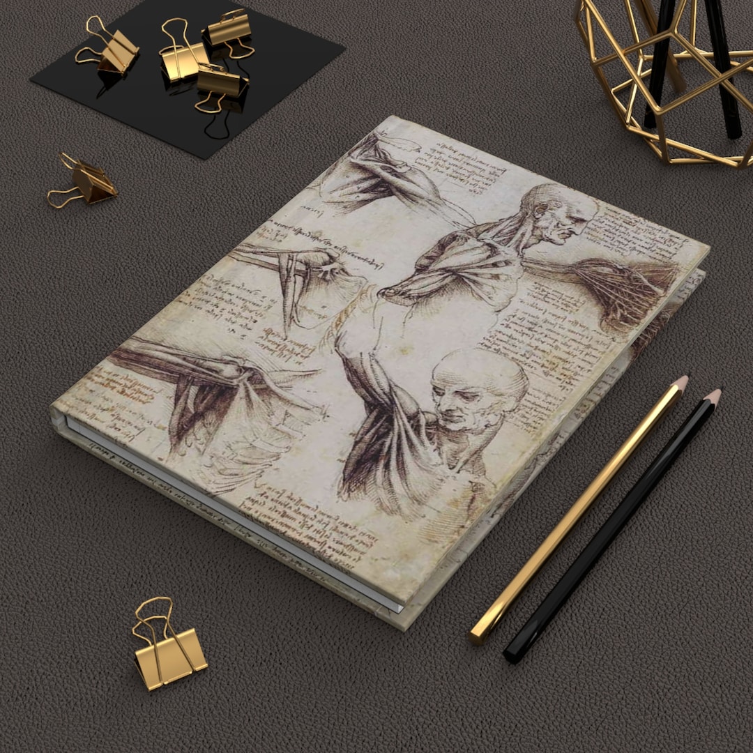 Hardcover Journal Matte Drawing of the Torso and the Arms - by Leonardo ...