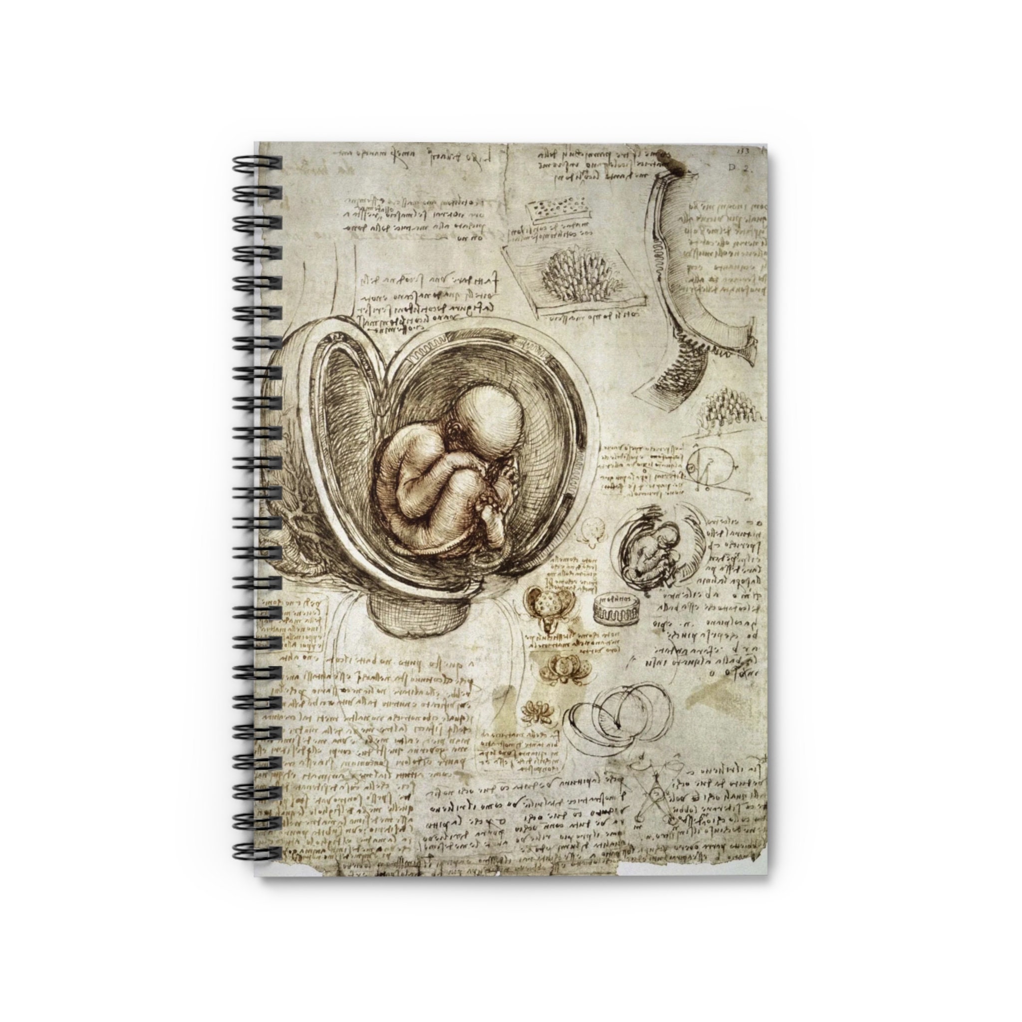 Notebook Da Vinci Human Fetus Anatomy Spiral Notebook - Ruled Line ...