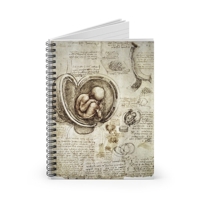 Notebook Da Vinci Human Fetus Anatomy Spiral Notebook - Ruled Line ...