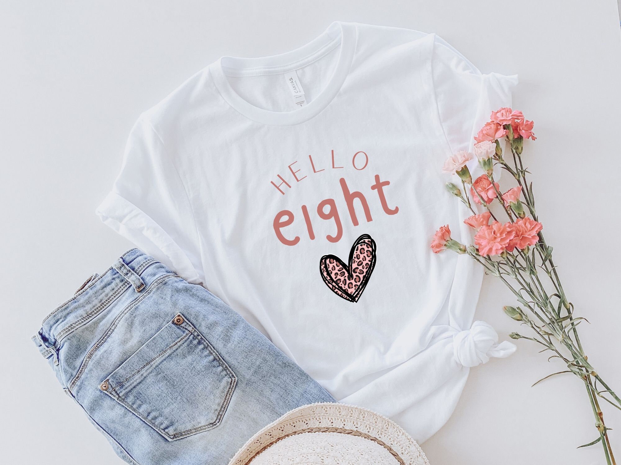 Hello Eight Shirt for Birthday Party, Eight Year Old Birthday Gift, 8th ...