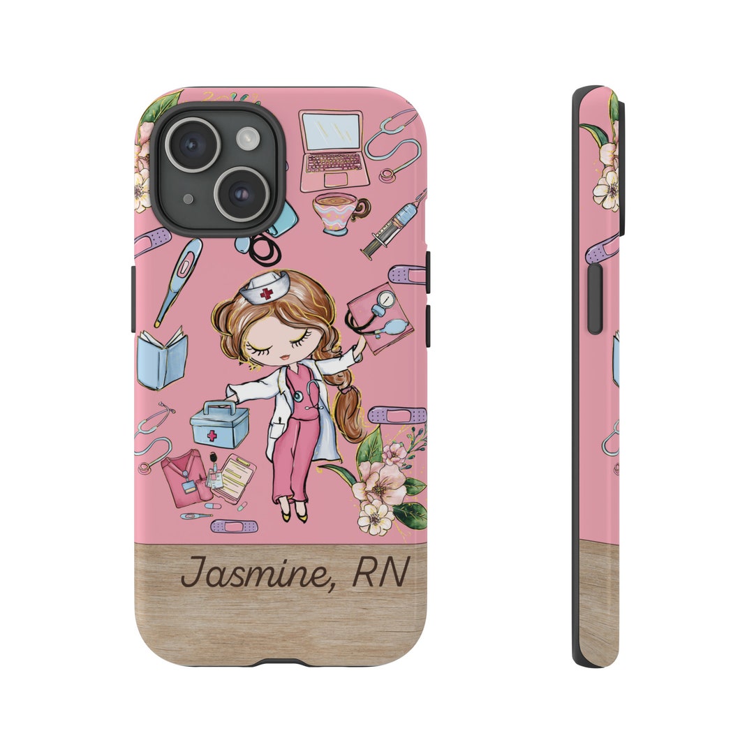 Custom Brunette Nurse Phone Case, Medical Phone Case, Nursing Student ...
