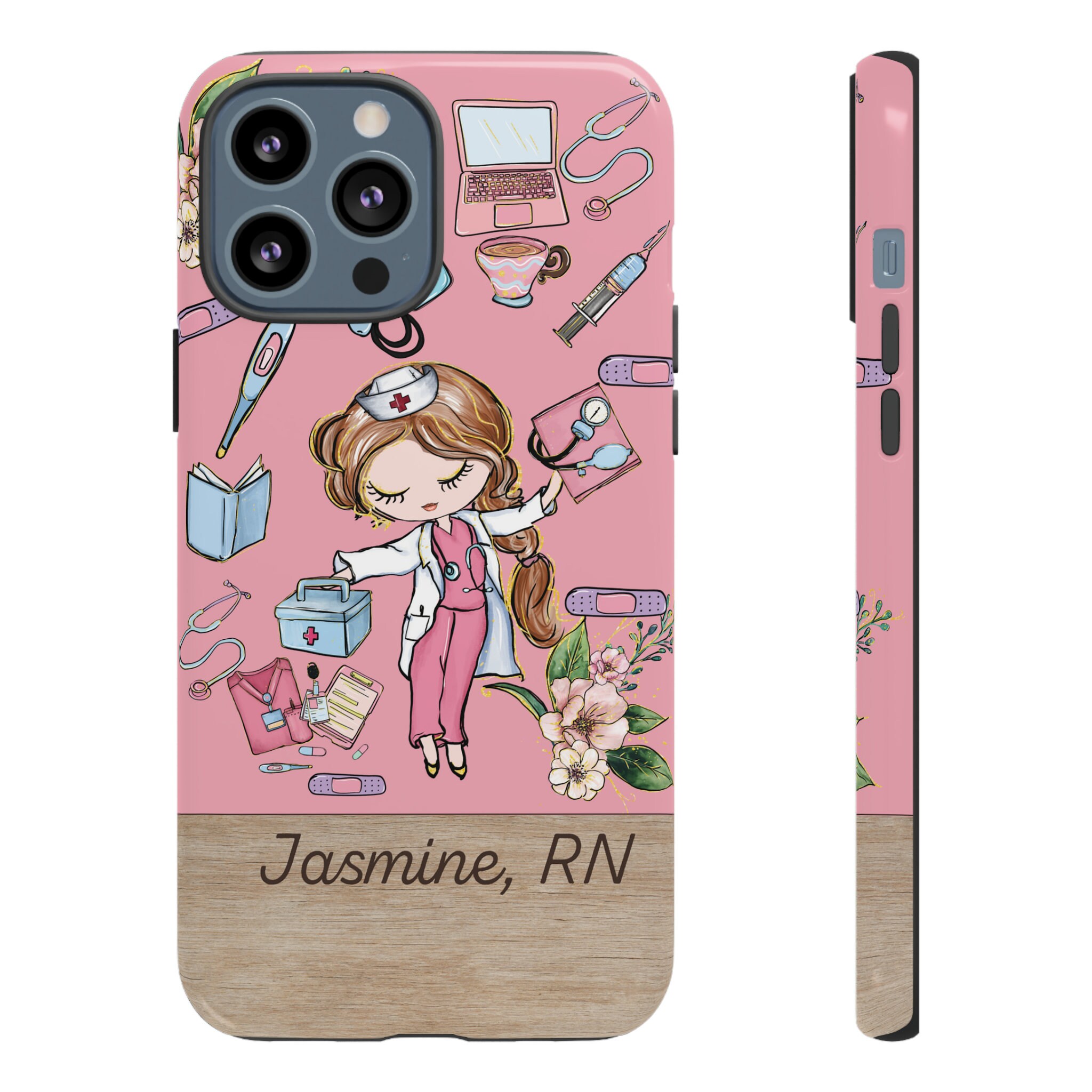 Custom Brunette Nurse Phone Case, Medical Phone Case, Nursing Student ...