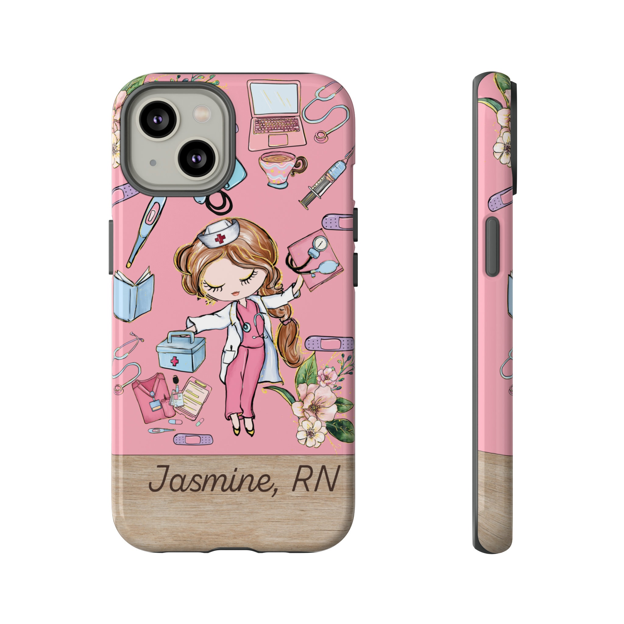 Custom Brunette Nurse Phone Case, Medical Phone Case, Nursing Student ...