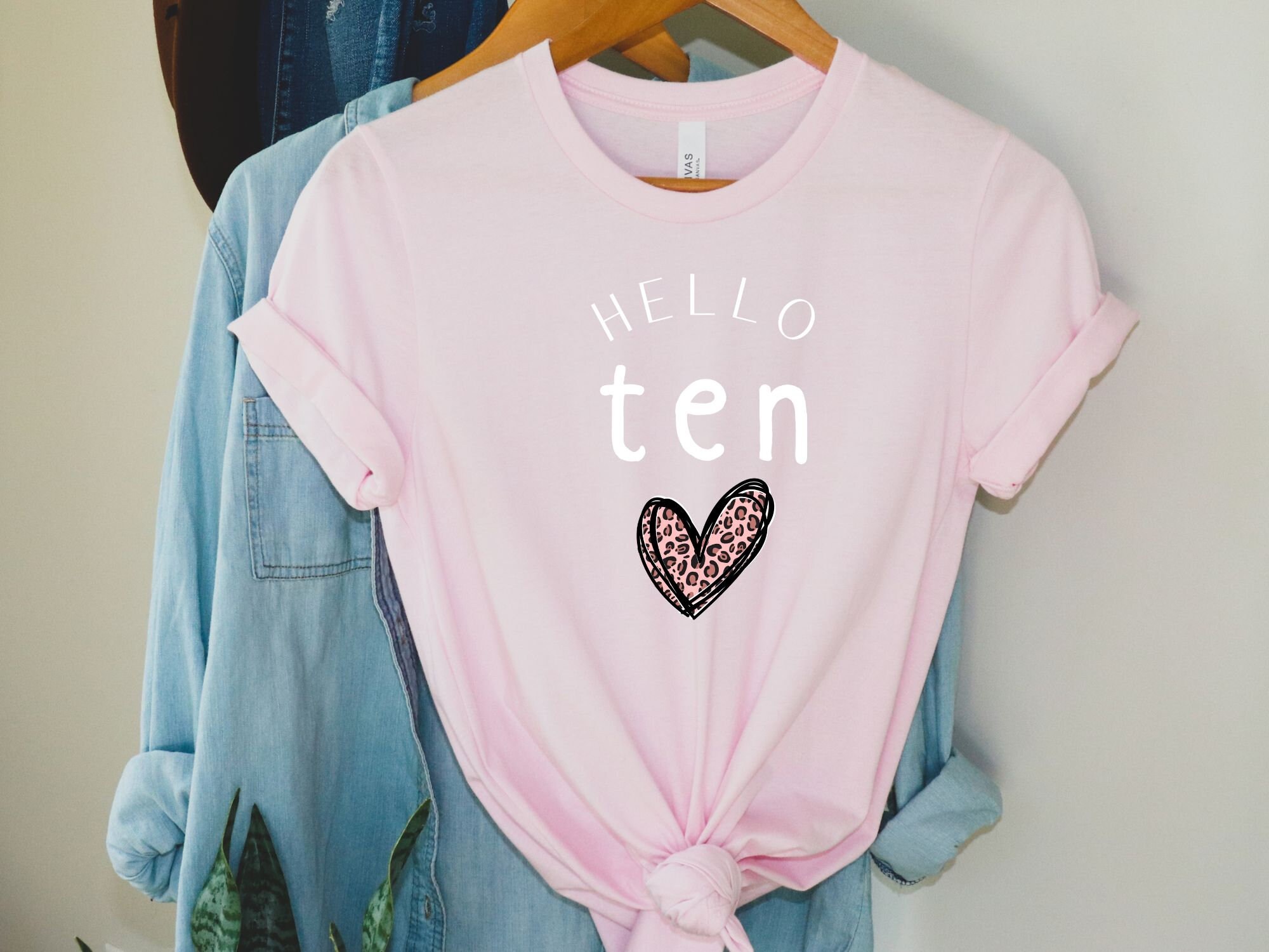 Hello Ten Shirt for Birthday Party, Ten Year Old Birthday Gift, 10th ...
