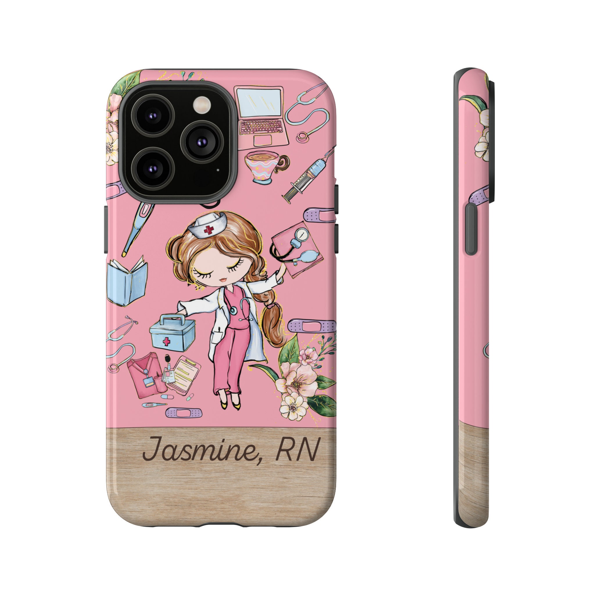 Custom Brunette Nurse Phone Case, Medical Phone Case, Nursing Student ...