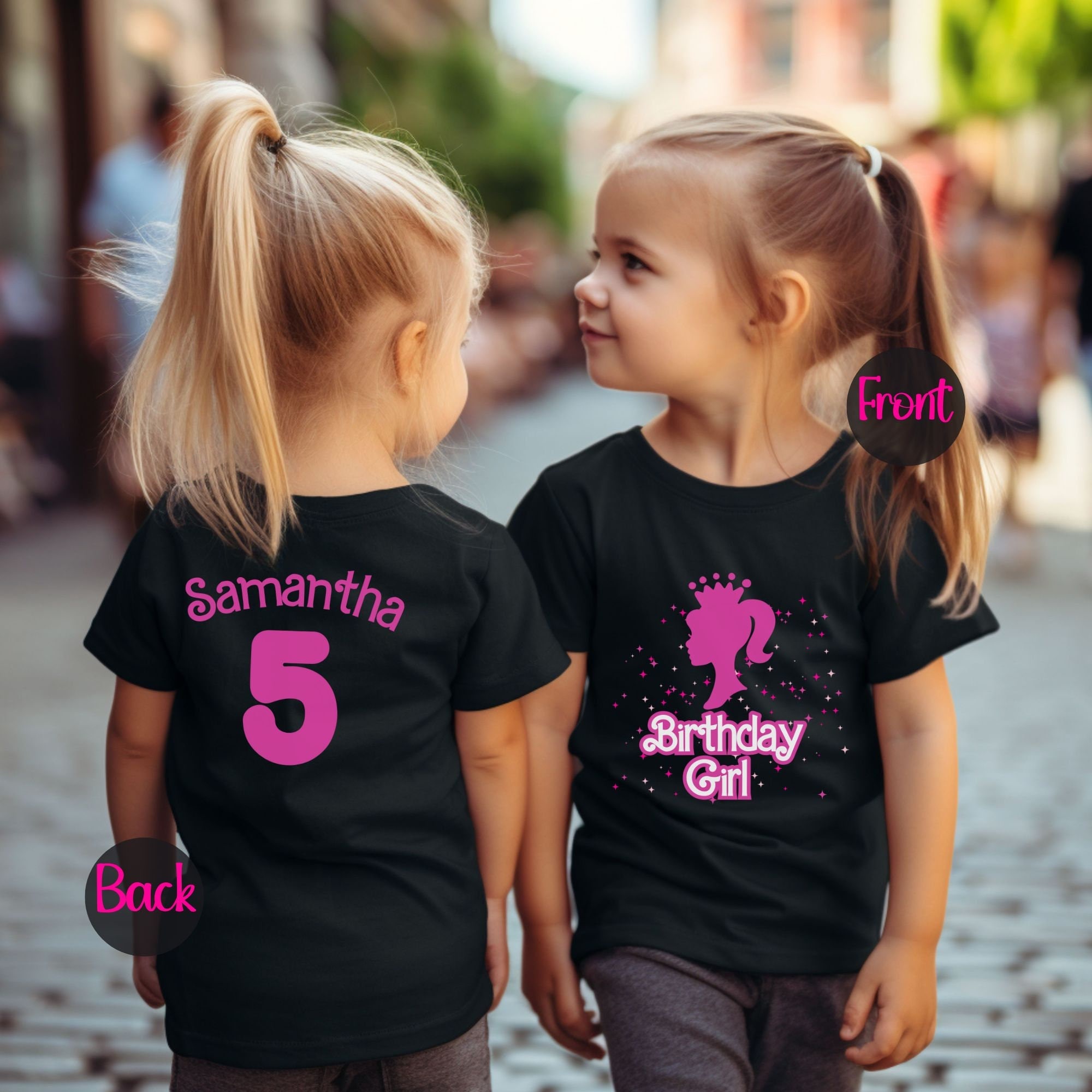 Girl Doll Birthday Girl Shirt, Front and Back Bday Party Shirt, Girls ...