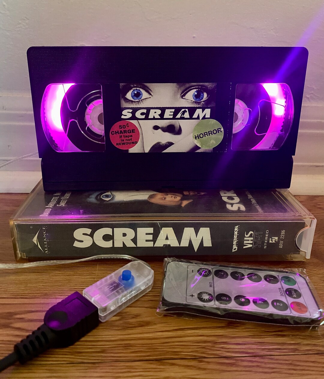 Customizable - Horror VHS TAPE Lamp W/remote - USB You Can Pick the ...