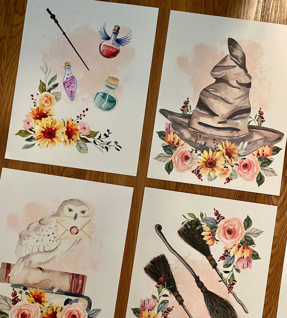 Wizard Inspired Floral Set You Get All 6 Prints in the Set - Etsy