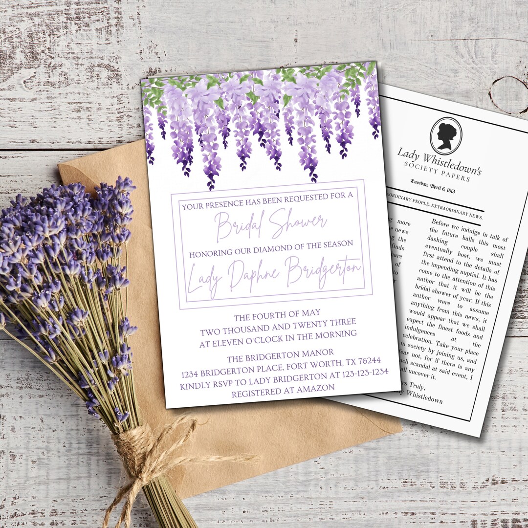 Editable Bridgerton Inspired Bridal Shower Invitation & Lady ...