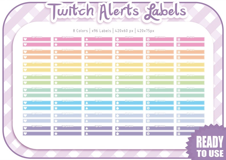 Pack Twitch Alerts Labels 8 Pastel Colors X96 Labels - Etsy