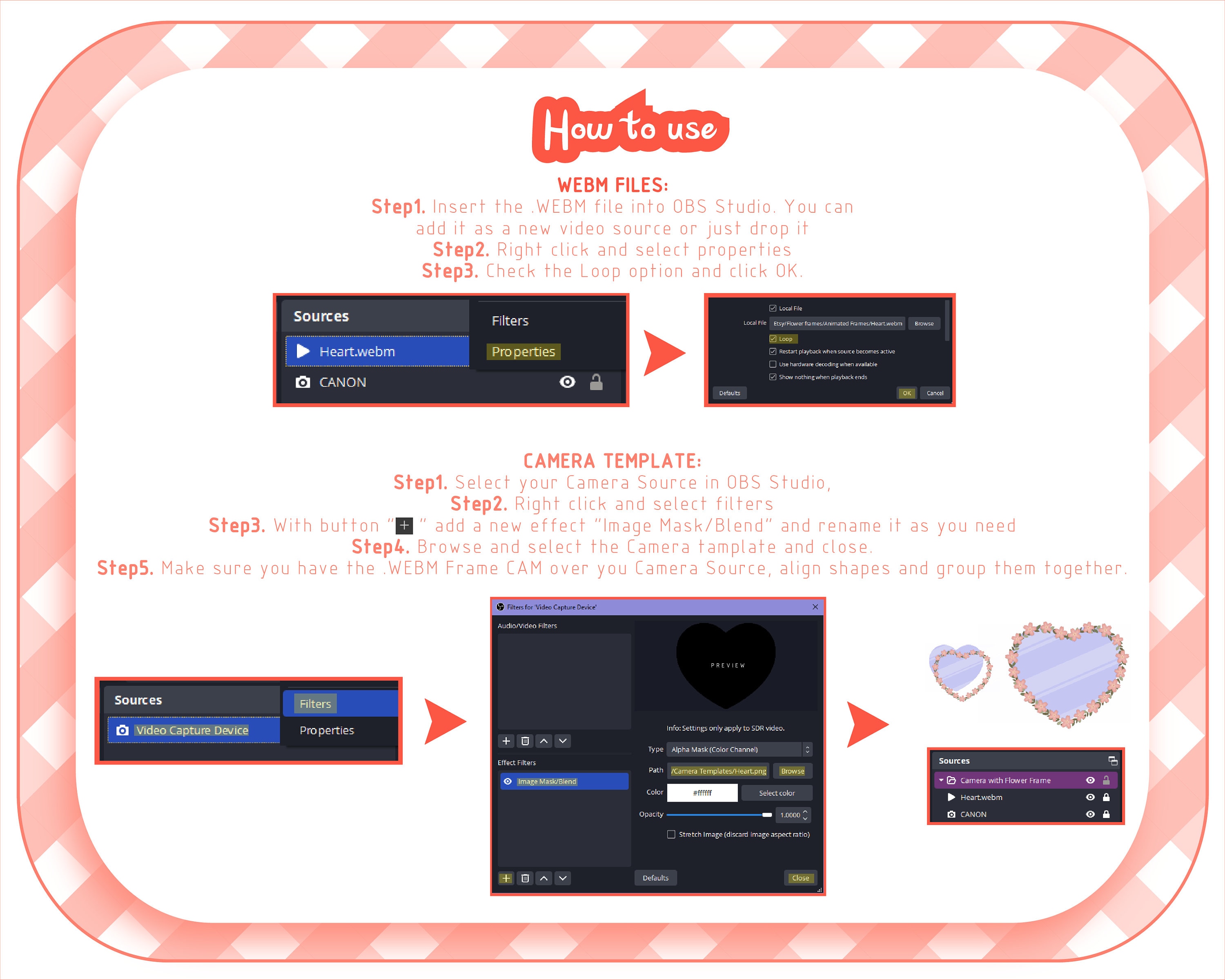 Animated Cherry Blossom CAM Frames and Decorations Pack / Twitch ...