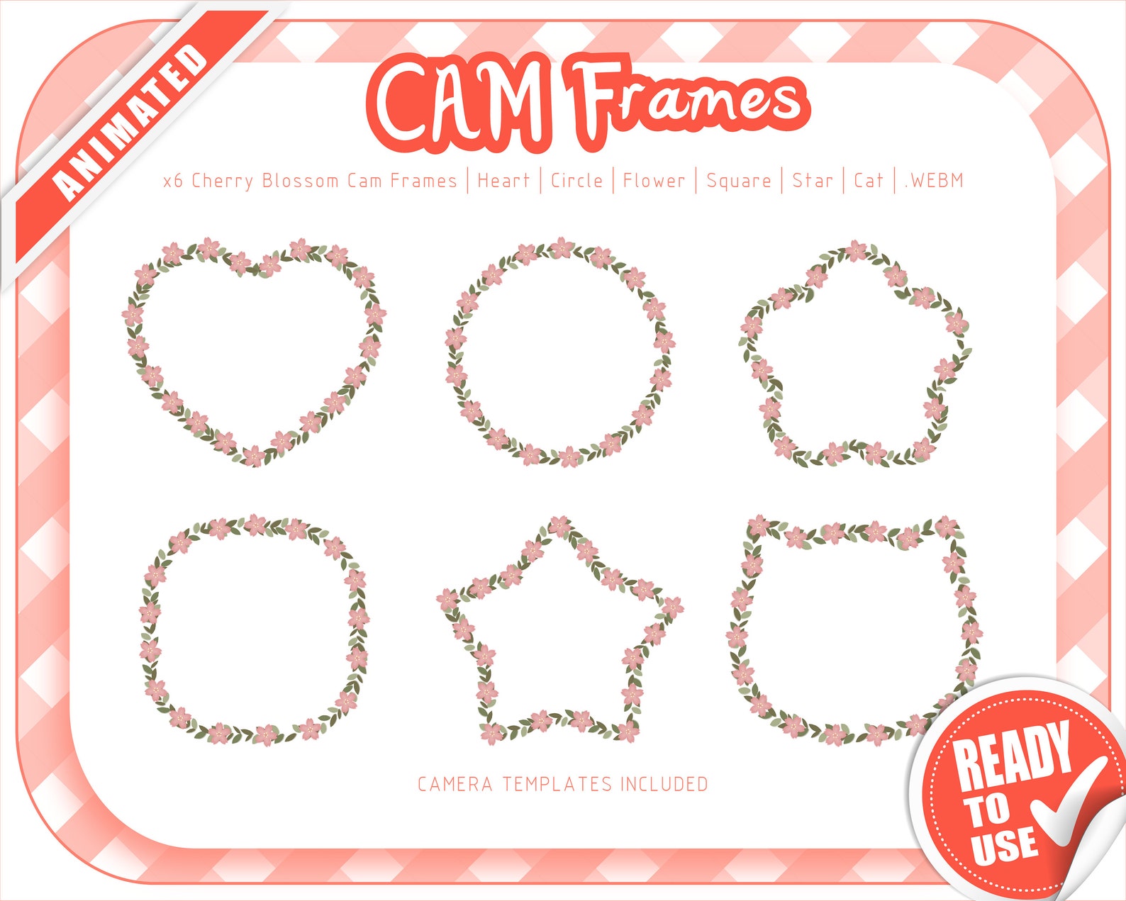 Animated Cherry Blossom CAM Frames and Decorations Pack / Twitch ...