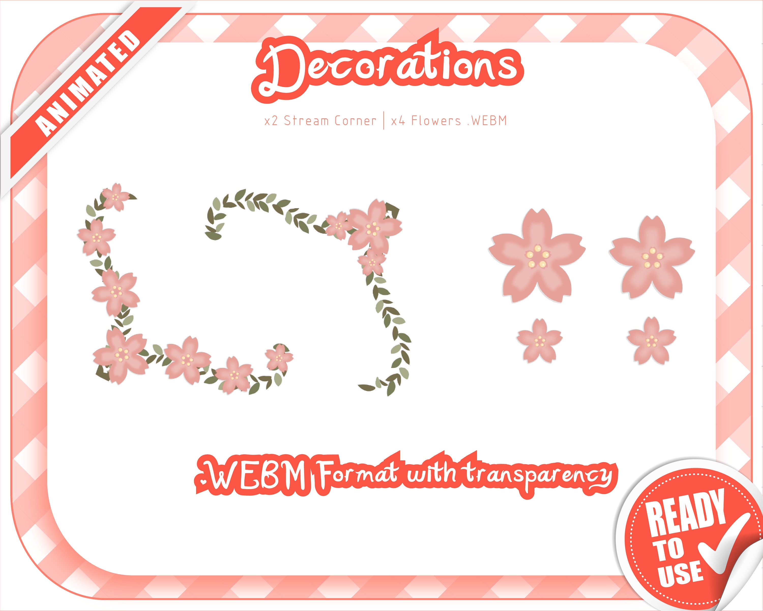 Animated Cherry Blossom CAM Frames and Decorations Pack / Twitch ...