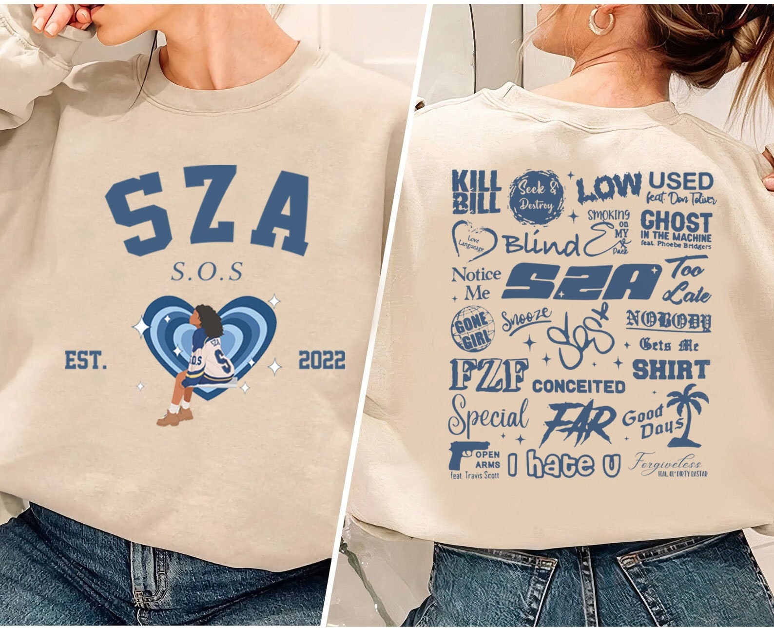 SZA SOS Tour 2023 Sza Merch, Vintage SZA Designed & Sold By Girish Kumar