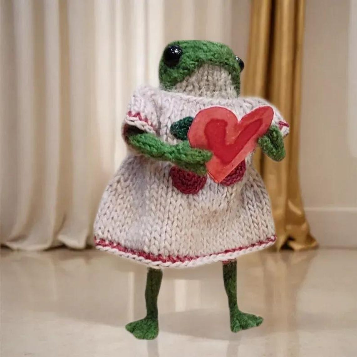 Knitted Frog, Mr&mrs Frog, Amigurumi Frog and Toad, Frog Plush With Hat ...