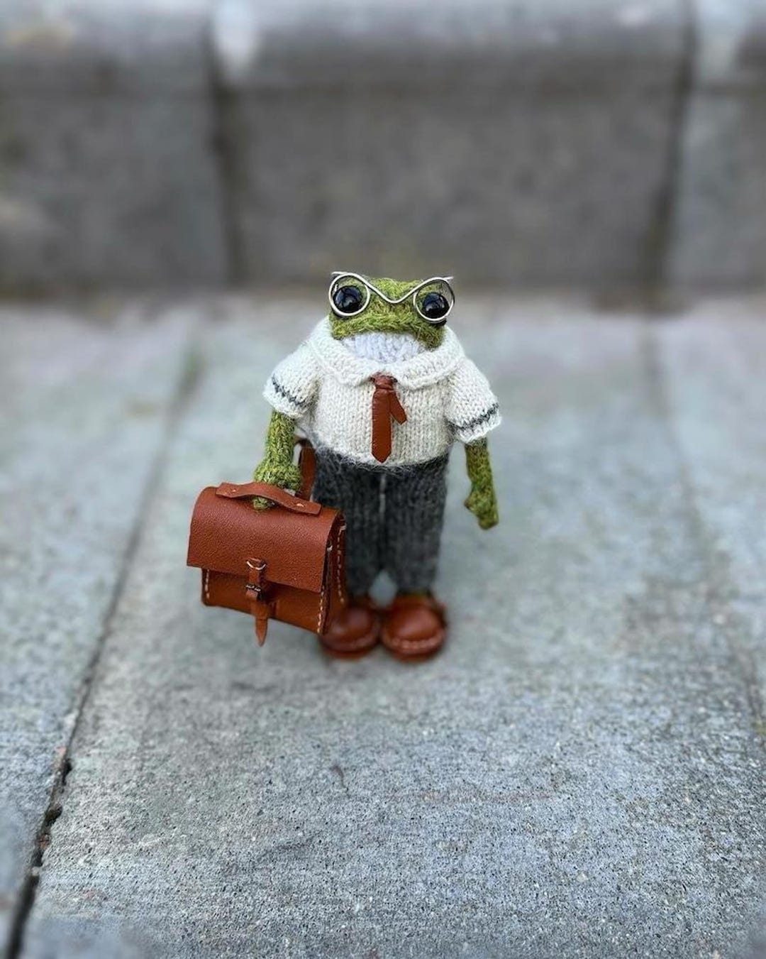 Knitted Frog, Amigurumi Frog and Toad, Frog Plush With Bag , Custom ...