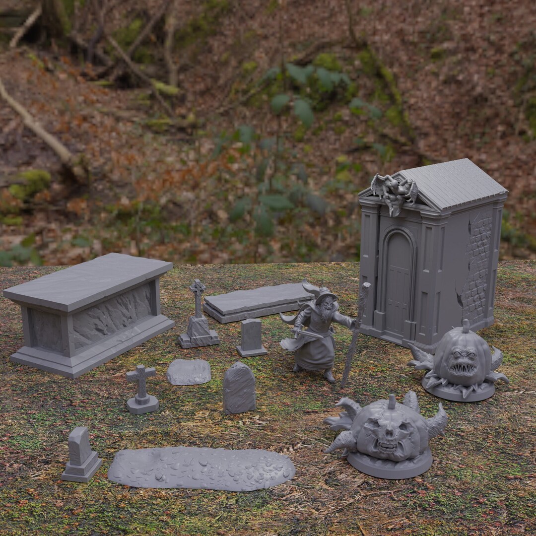Graveyard Stones Mausoleum Scenery Scatter Terrain Props 3D Printed ...