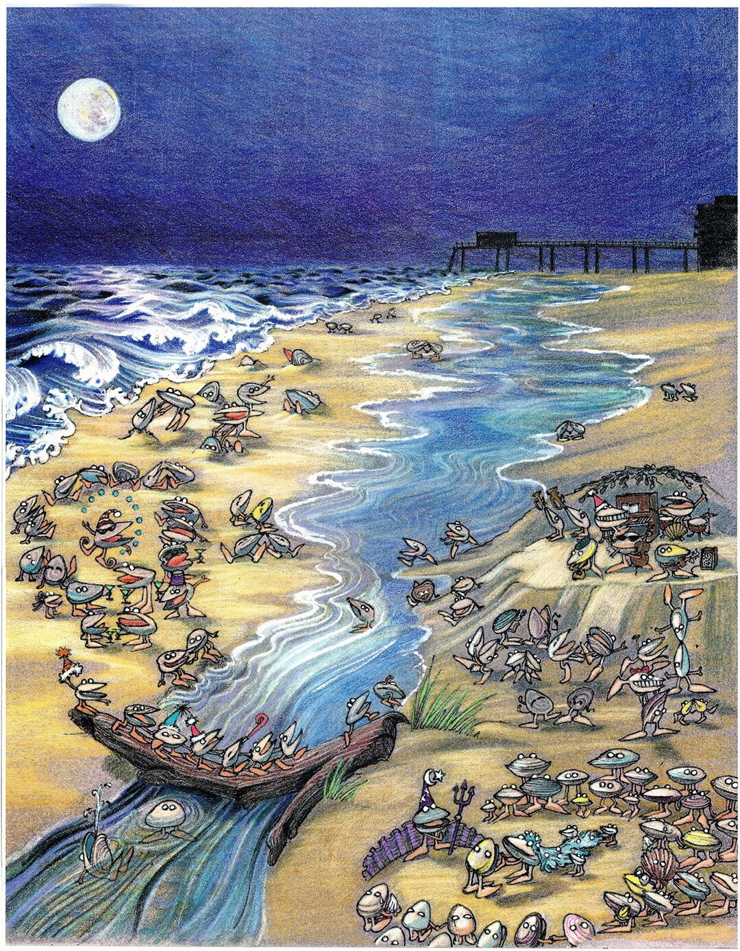 Hi Res Clam Wedding at the Shore (funny Beach Illustration of Clams ...