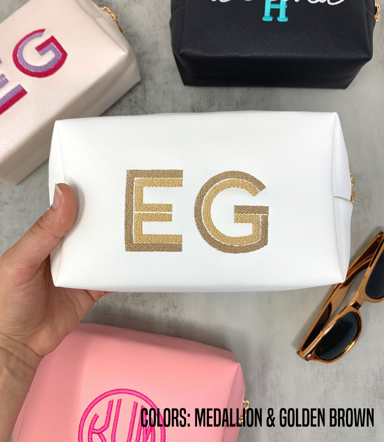 Custom Makeup Bag Embroidered Personalized Cosmetic Bag Monogram Bag ...