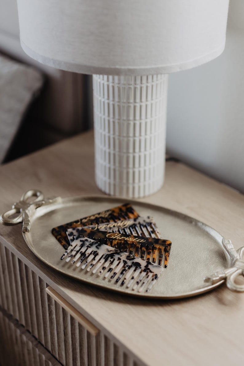 Personalized Hair Comb Tortoise Shell Accessory Wedding Piece Custom Name Engraved Gold Filled ...