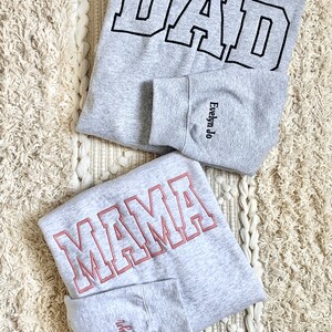 Dad Mom Sweatshirt With Child Name on Sleeve Custom New Mom New Dad ...