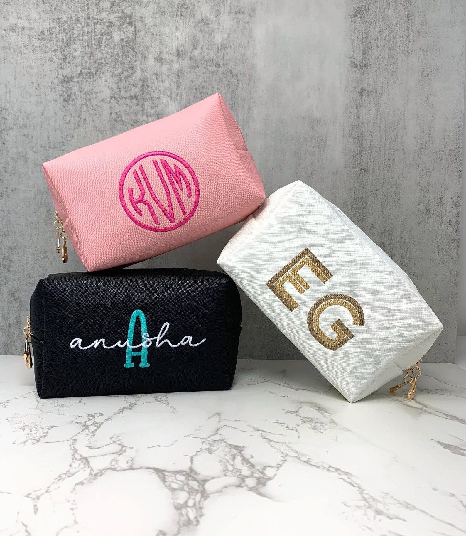 Custom Makeup Bag Embroidered Personalized Cosmetic Bag Monogram Bag ...