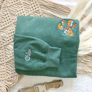 Floral Embroidered Fall Sweatshirt Custom Autumn Crewneck W Pet Name on ...