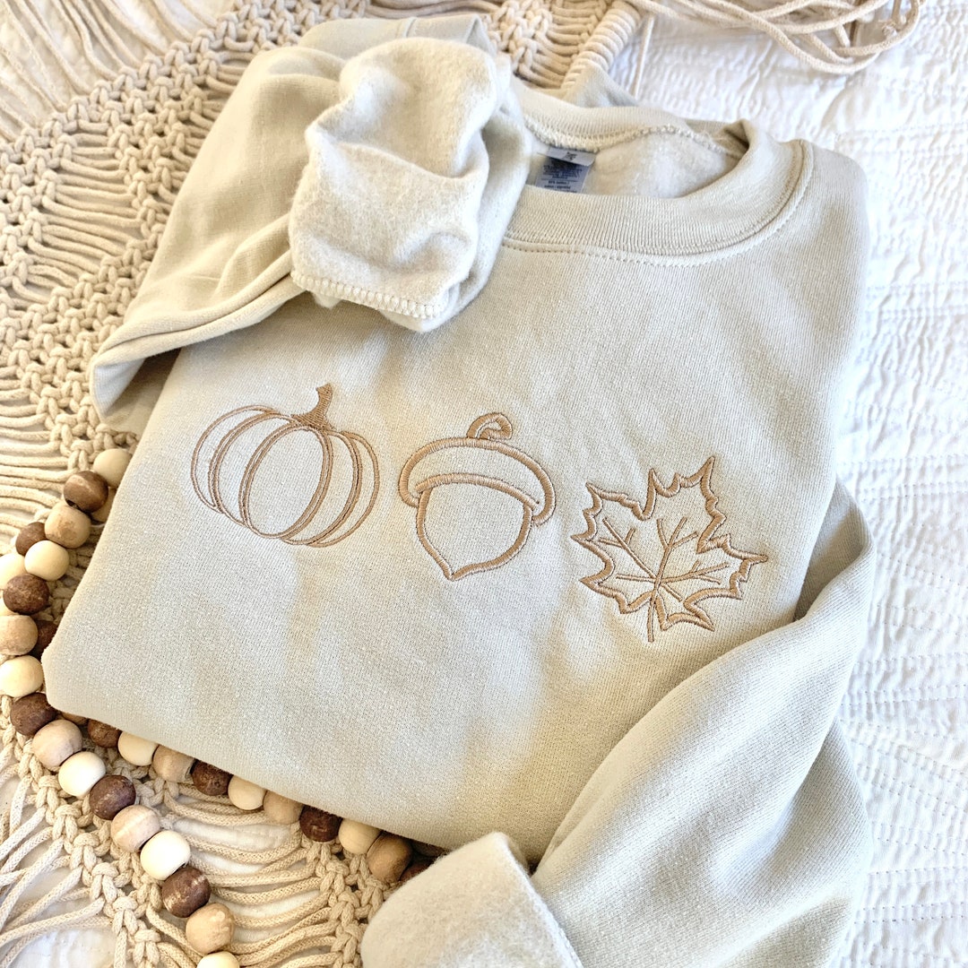 Embroidered Pumpkin Sweatshirt Cute Fall Hoodie Cozy Fall Hoodie ...