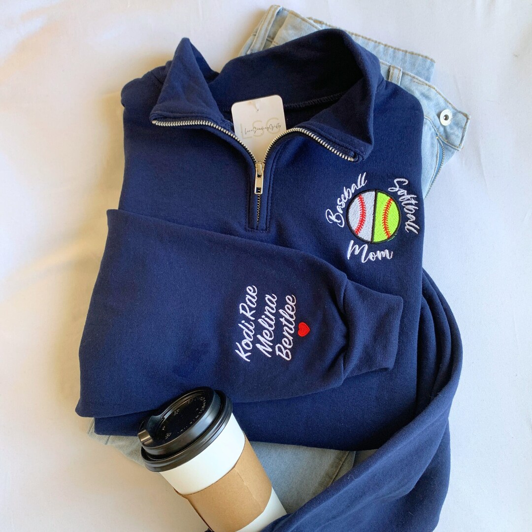 Custom Baseball Softball Mom 1/4 Zip Sweatshirt Personalized Baseball ...