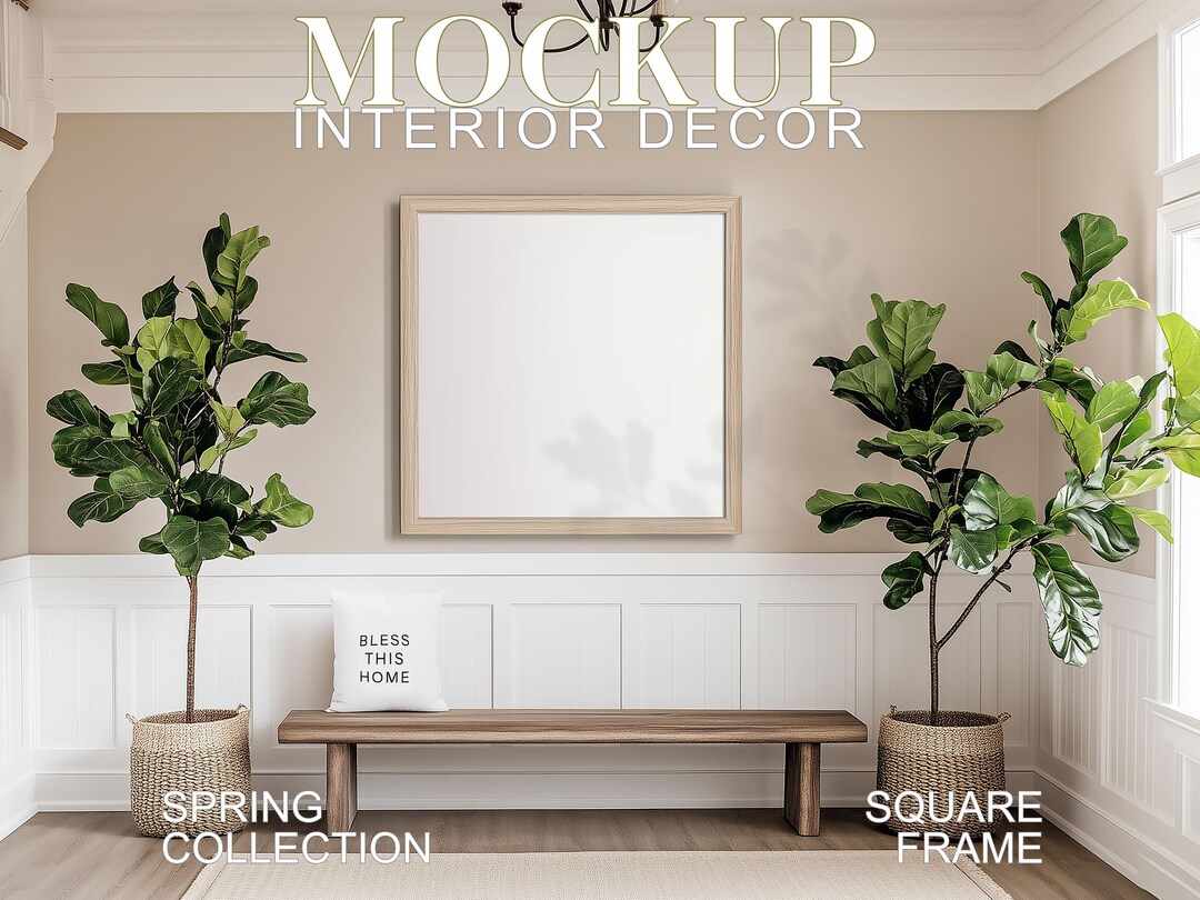 Simple Square Frame in White Entry Hall, Thin Wood Frame, Elegant ...