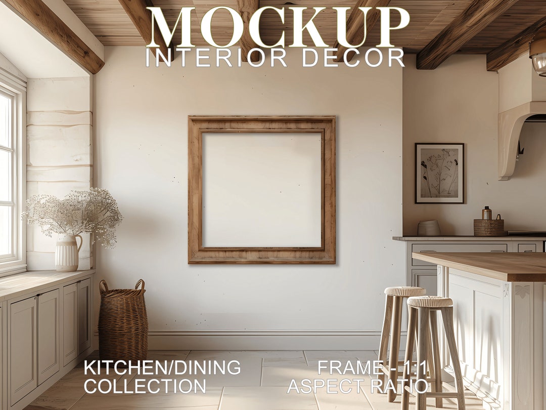 Kitchen and Dining Room Frame Mockup, Interior Decor Mockup, Square ...