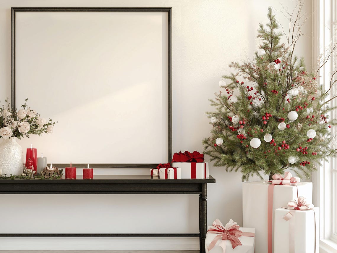 Christmas Tree Square Frame Mockup: Festive Decor (PSD JPG) - Etsy