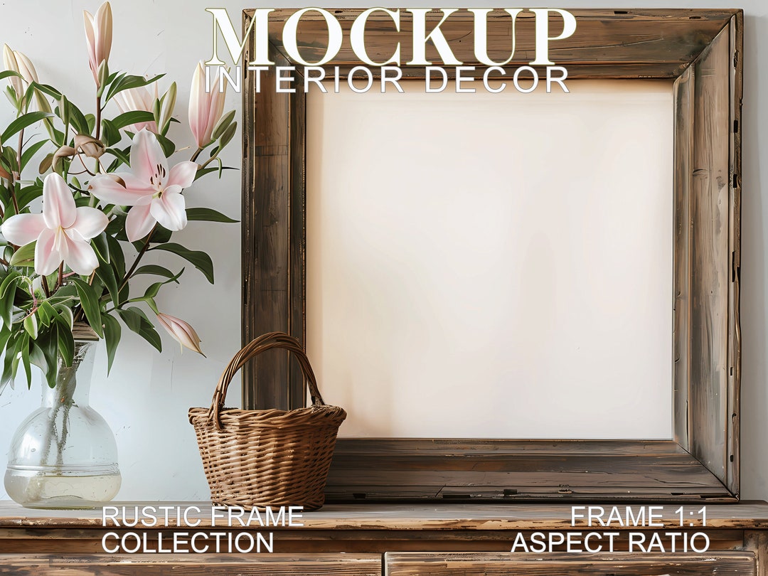 Rustic Square Frame Mockup, Retro Western Decor Art, Summer Art Mockup ...