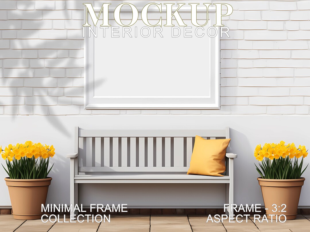 White 3x2 Frame Mockup With Daffodils, Minimalist Boho Horizontal Frame ...