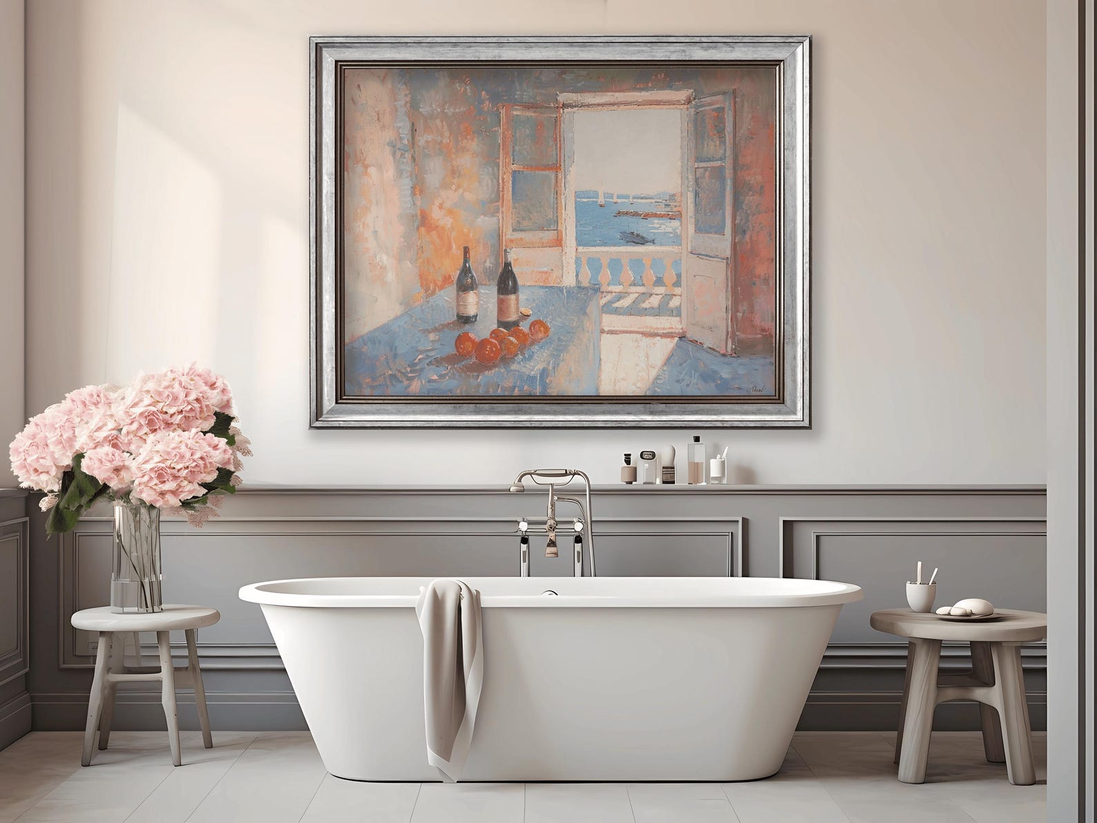 Rustic Bathroom Mockup, 4x3 Wall Frame Mockup, Horizontal Frame Mockup ...