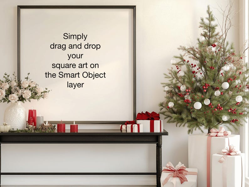 Christmas Tree Square Frame Mockup: Festive Decor (PSD JPG) - Etsy