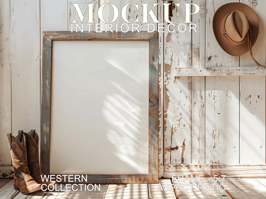 Retro Western Vertical 5x7 Frame Mockup, for Cowgirl / Cowboy Art ...