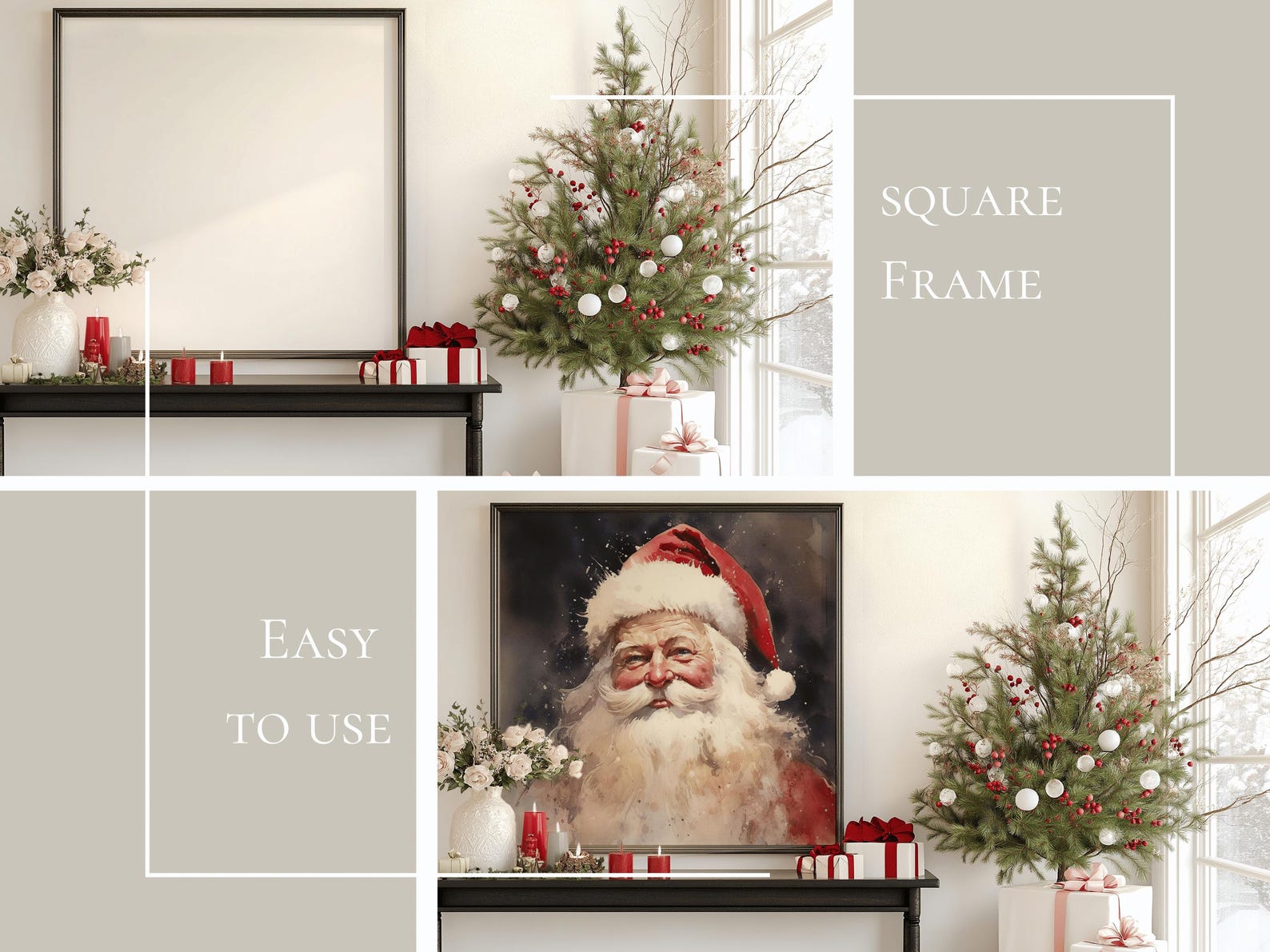 Christmas Tree Square Frame Mockup: Festive Decor (PSD JPG) - Etsy