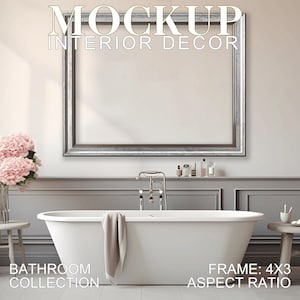 Rustic Bathroom Mockup, 4x3 Wall Frame Mockup, Horizontal Frame Mockup ...