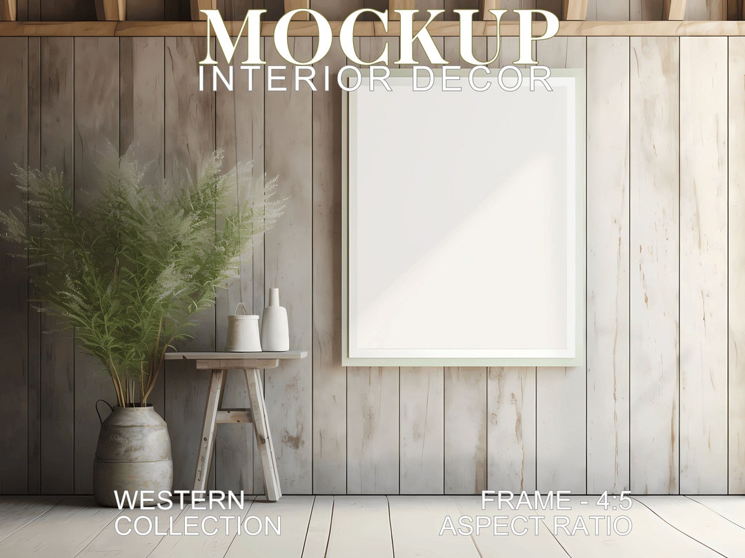 Rustic Green Frame Mockup: Western Portrait Art (PSD, JPG) - Etsy