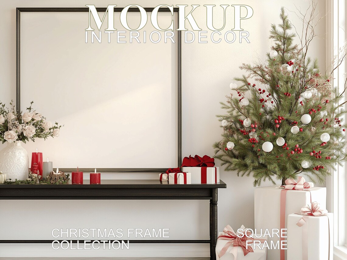 Christmas Tree Square Frame Mockup: Festive Decor (PSD JPG) - Etsy