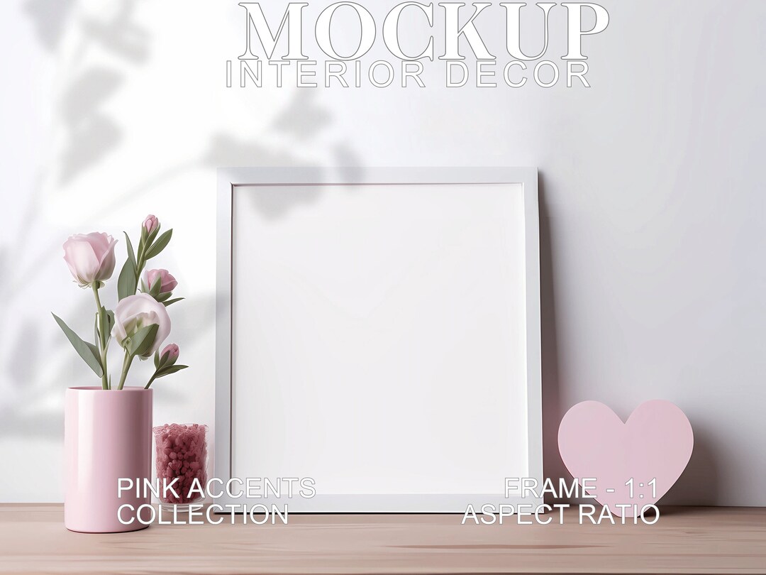 Trendy Pink Accents Square Frame Mockup, Bright Modern Interior Decor ...