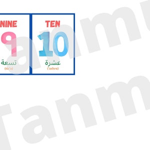English Arabic 1-10 Numbers Colorful Flashcards - Printable - Learn ...