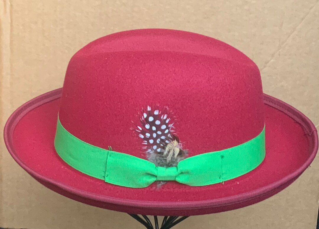 Mens Crimson Red Band Homburg Hat Size Med/large - Etsy