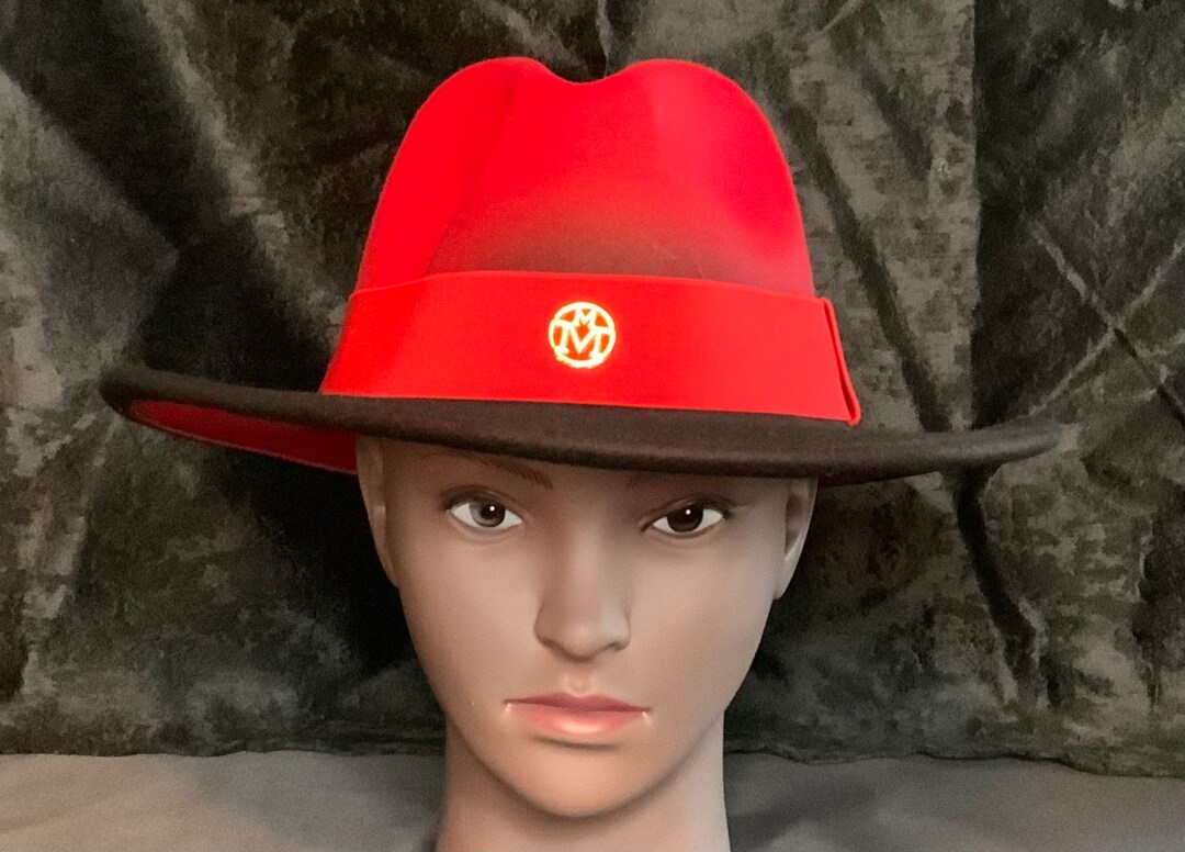 Mens Red Fade to Black Wide Brim Fedora - Etsy