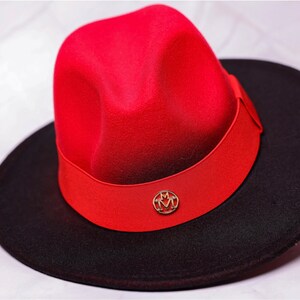 Mens Red Fade to Black Wide Brim Fedora - Etsy