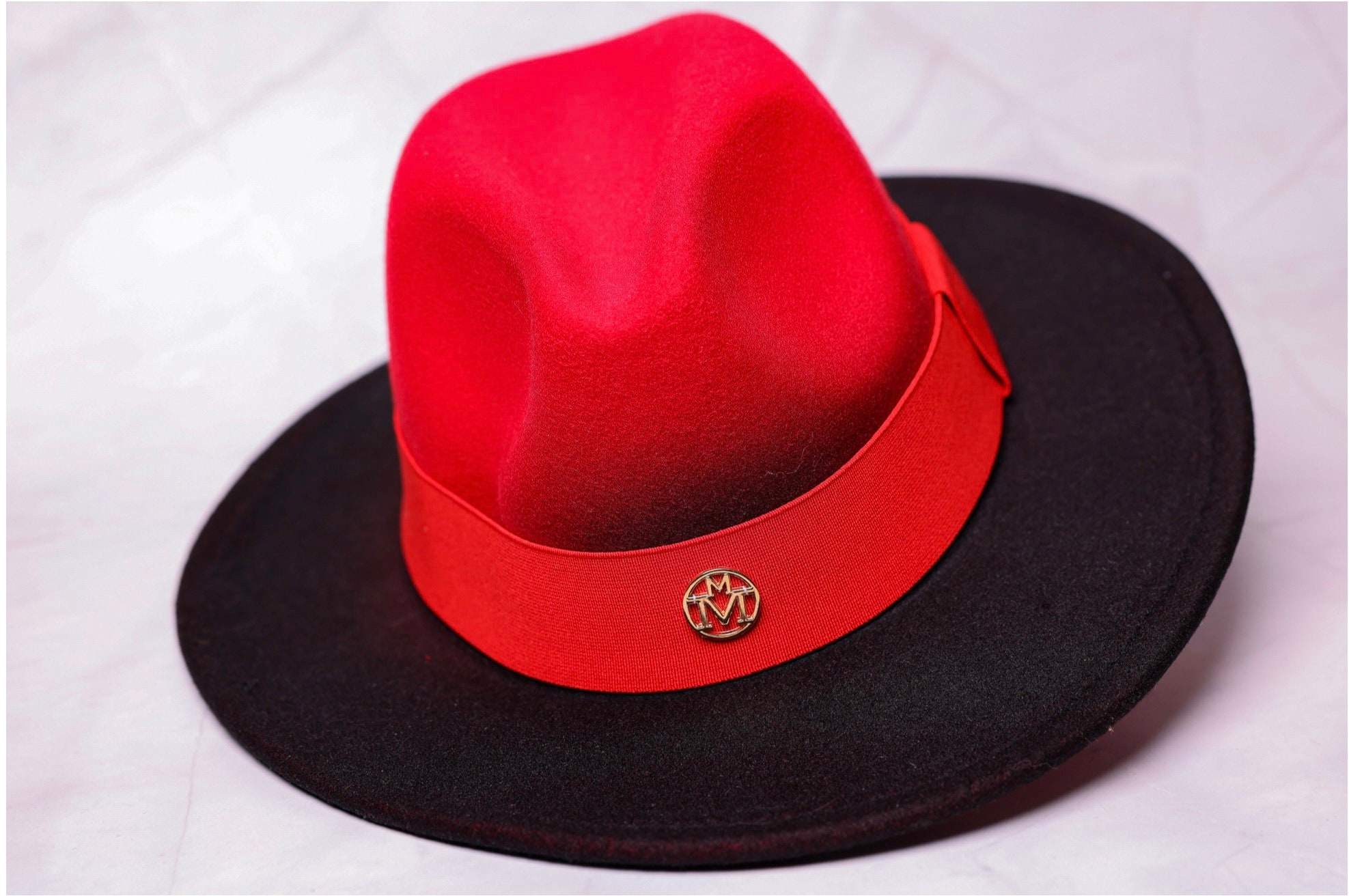Mens Red Fade to Black Wide Brim Fedora - Etsy