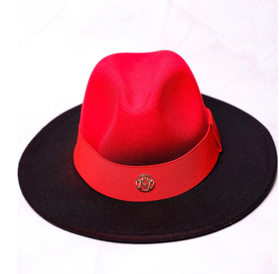 Mens Red Fade to Black Wide Brim Fedora - Etsy