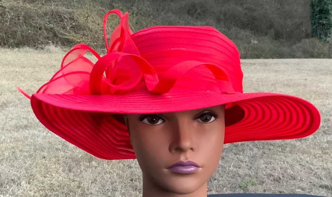 Womens Red Formal Kentucky Derby, Church Hat meduim Size - Etsy
