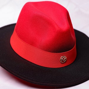 Mens Red Fade to Black Wide Brim Fedora - Etsy